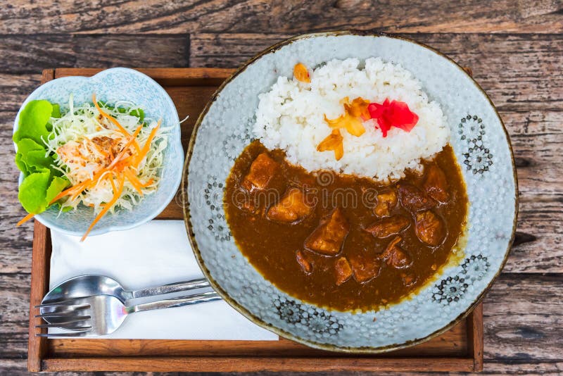 Japanese Food Pork Curry with Japanese Rice Stock Image - Image of ...
