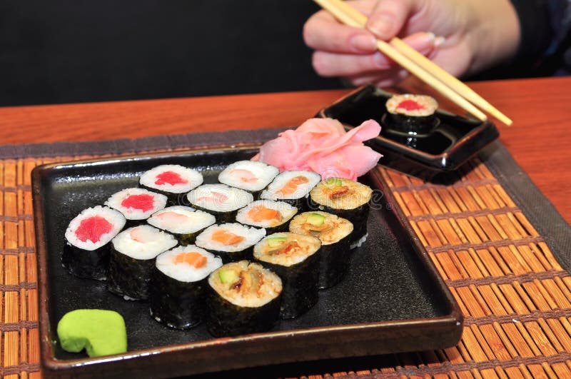 Japanese food rolls stock photo. Image of spices, rolls - 13647510