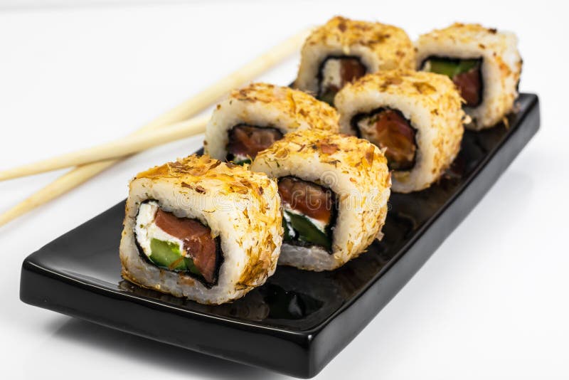 Japanese Food Rolls with Fish and Avocado Stock Image - Image of japan ...