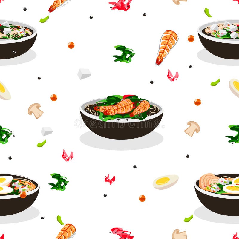 Japanese Ramen Noodle Seamless Pattern Stock Illustrations – 502 ...