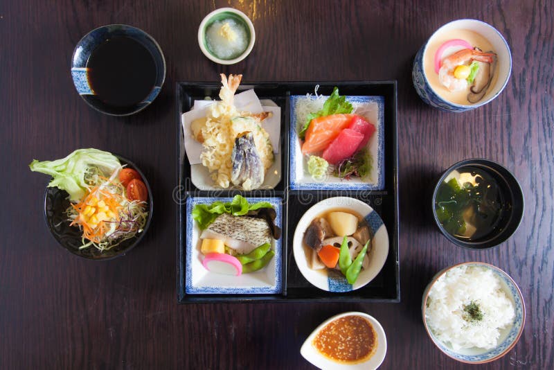 Japanese food set stock photo. Image of salmon, ginger - 68886486