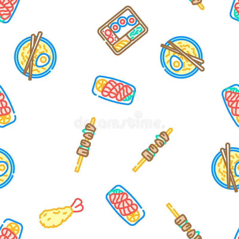 Japanese Food Sushi Japan Vector Seamless Pattern Stock Vector ...