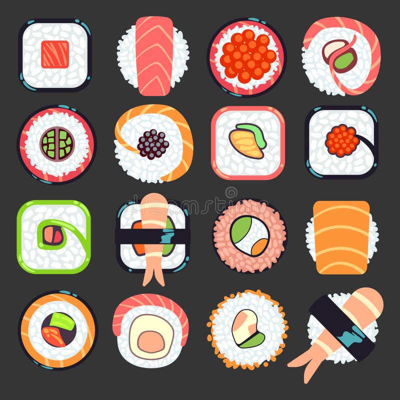 Sushi Set vector stock vector. Illustration of lunch - 87610620