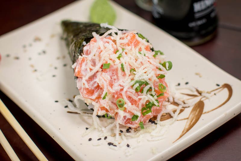 Japanese Food temaki stock photo. Image of menu, harumaki - 72735780