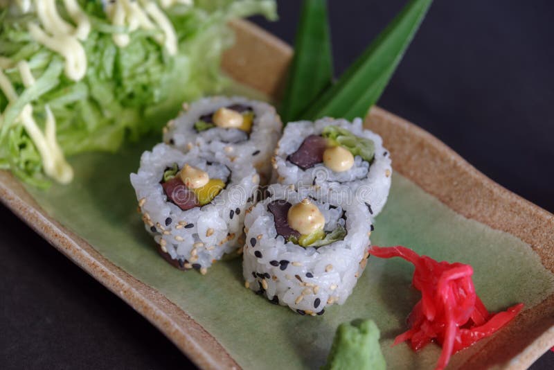 Japanese food tuna roll stock image. Image of tuna, seafood - 83522257