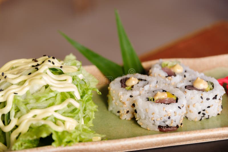 Japanese food tuna roll stock photo. Image of lunch, sushi - 83522292
