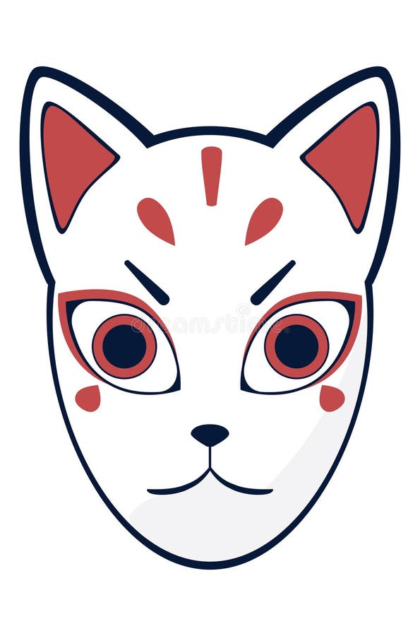 Japanese fox mask stock vector. Illustration of symbol - 282172876