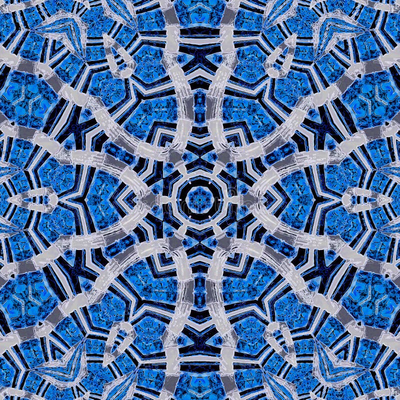 Japanese Fresh Blue Mosaic Pattern with White Elements Stock ...