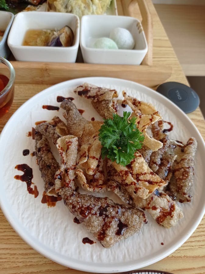Japanese fried fish skin stock image. Image of dish - 283686057