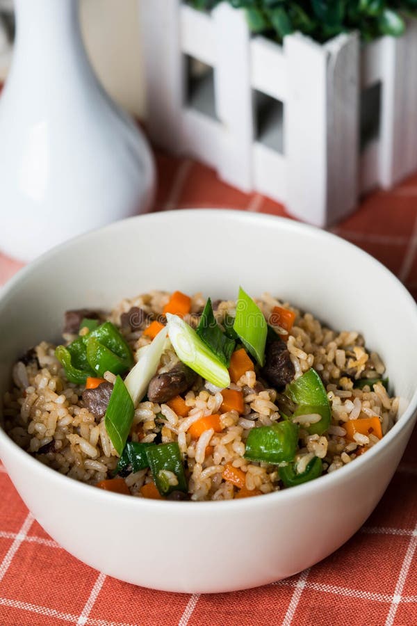 Japanese Fried Rice with Steak Bits Stock Photo - Image of butter ...