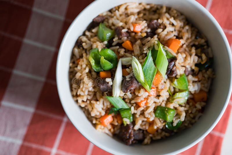 Japanese Fried Rice with Steak Bits Stock Image - Image of chopsticks ...