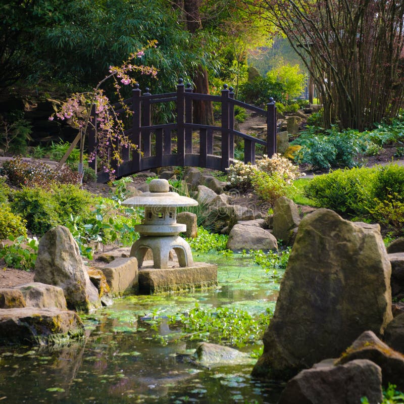 Beautiful Stream in a Japanese Garden in Himeji, Japan. Stock Image ...