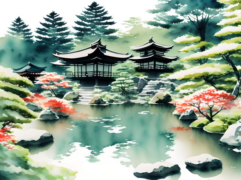 Traditional Japanese Post Stamp, Generative AI Illustration Stock ...