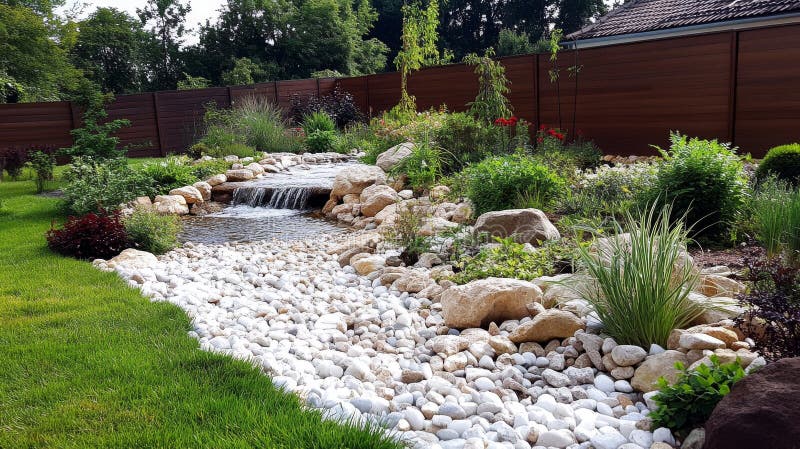 Japanese Garden Landscape Design Featuring Serene Waterfall, Stone ...