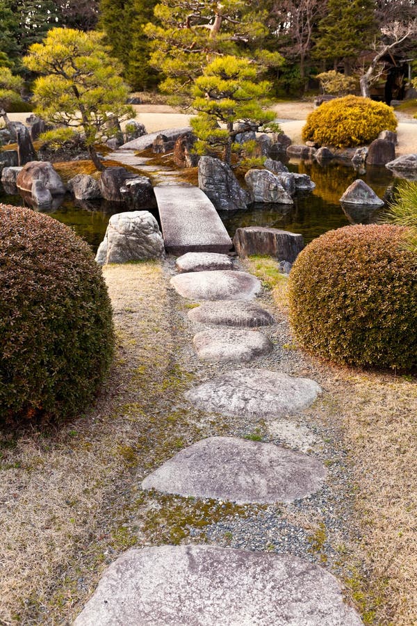 Japanese garden stock photo. Image of pound, bridge, green - 30649374