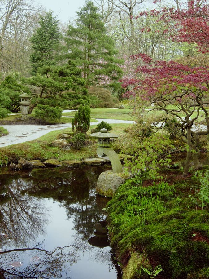 Japanese garden in spring stock image. Image of path, rock - 755409