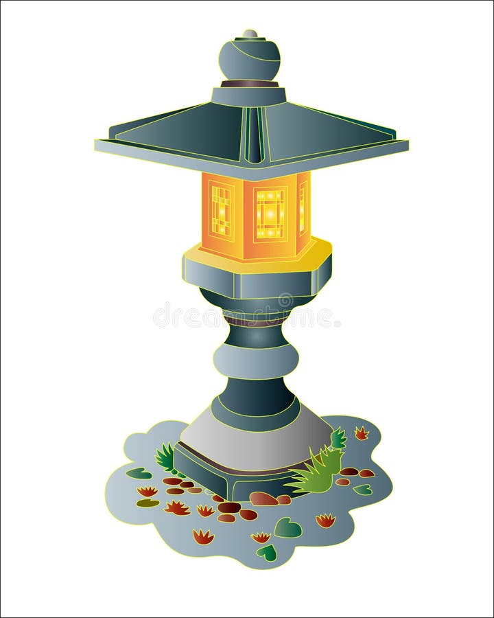 Japanese Garden Stone Lantern. Stock Vector - Illustration of landscape ...