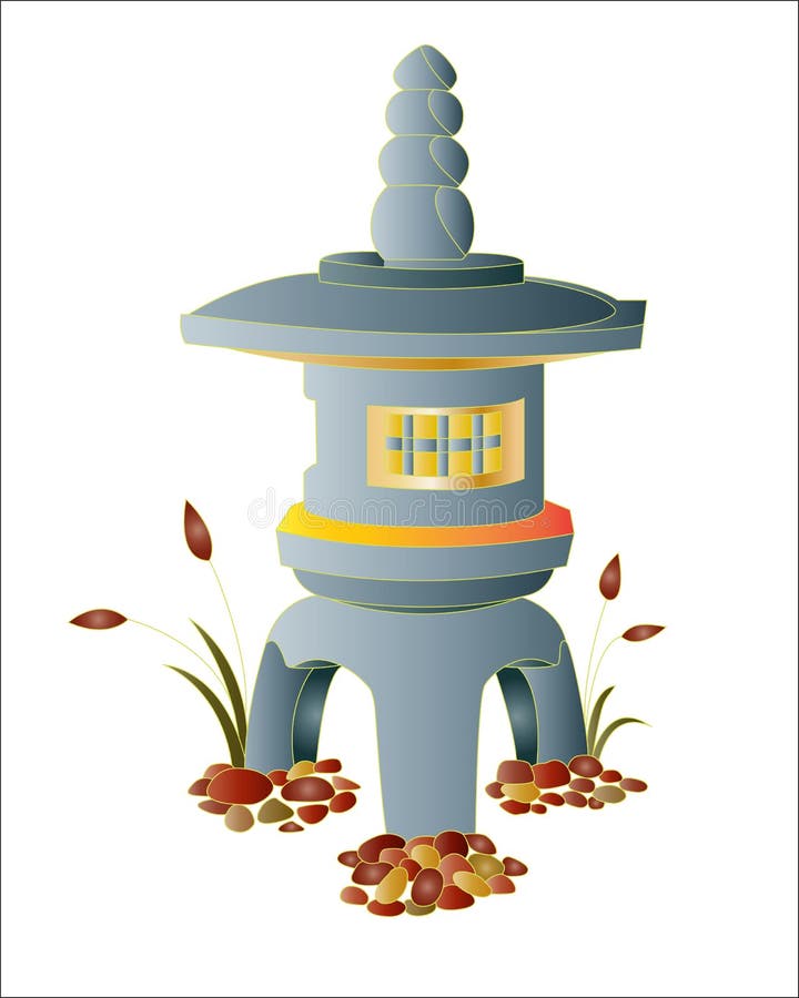 Japanese Decorative Traditional Garden Stone Lantern. Stock Vector ...