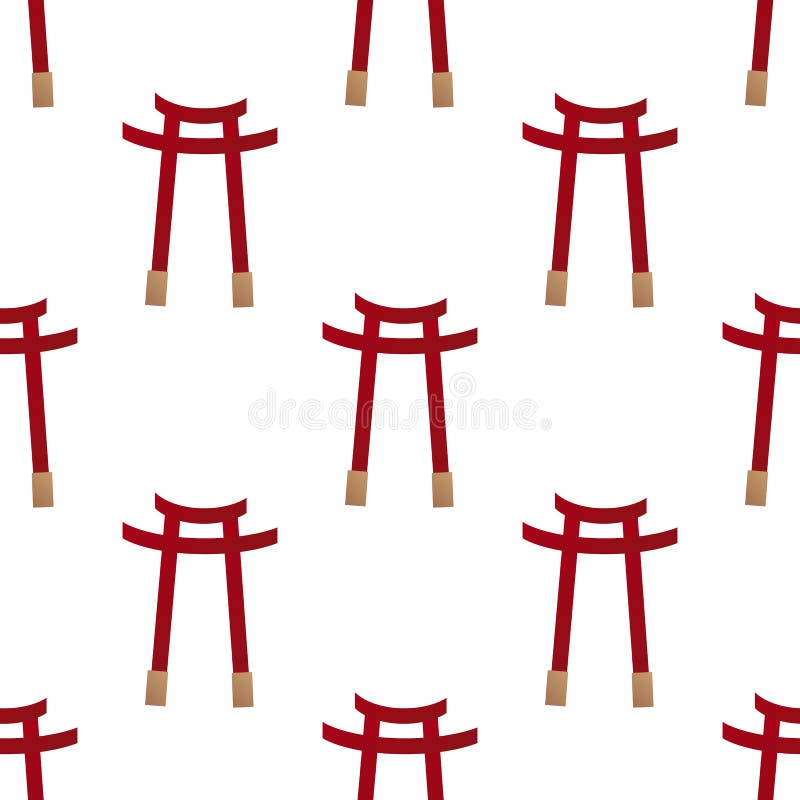 Japanese Gate Seamless Pattern Stock Vector - Illustration of holy ...