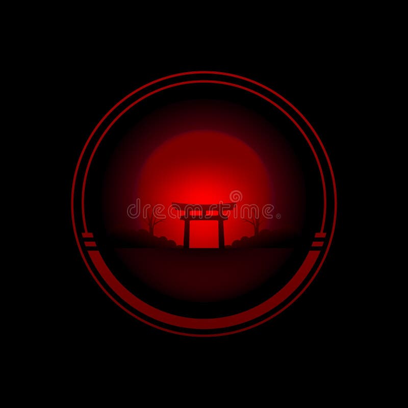 Japanese Gate Silhouette Logo Design Stock Vector - Illustration of ...