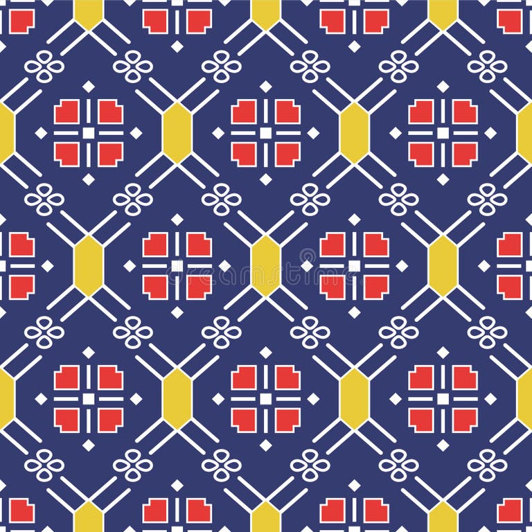 Japanese Geometric Flower Diamond Vector Seamless Pattern Stock Vector ...