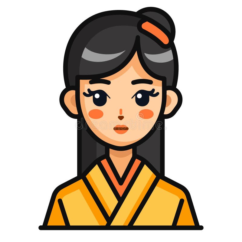 Japanese Girl Icon. Cartoon Illustration of Japanese Girl Icon for Web ...