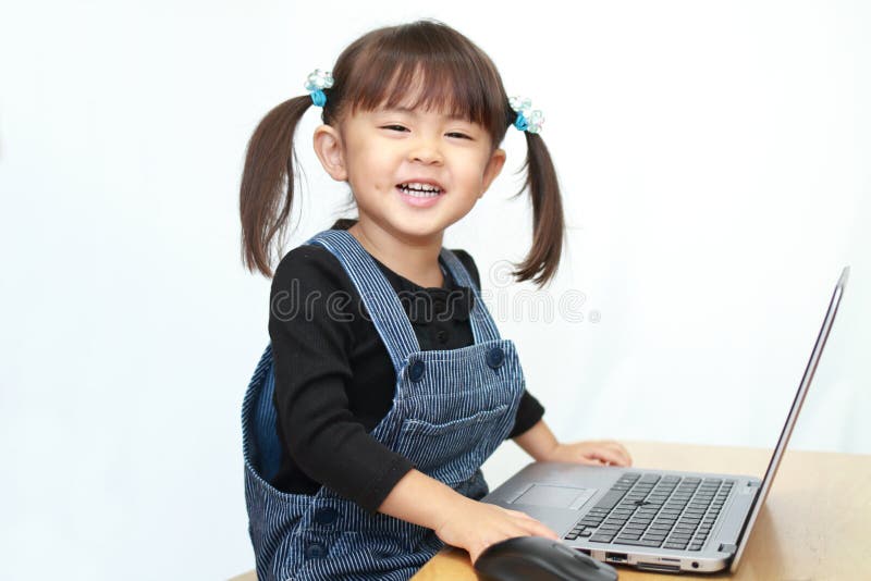 Japanese Girl Using Notebook PC Stock Photo - Image of notebook, girl ...