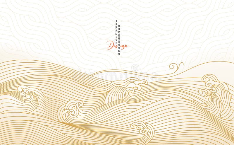 Japanese Gold Wave on White Background Vector. Wallpaper Design with ...