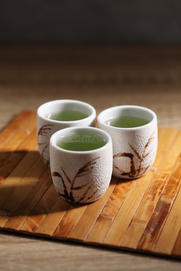 Japanese Green Tea in Ceramic Cup on Tray Stock Photo - Image of green ...