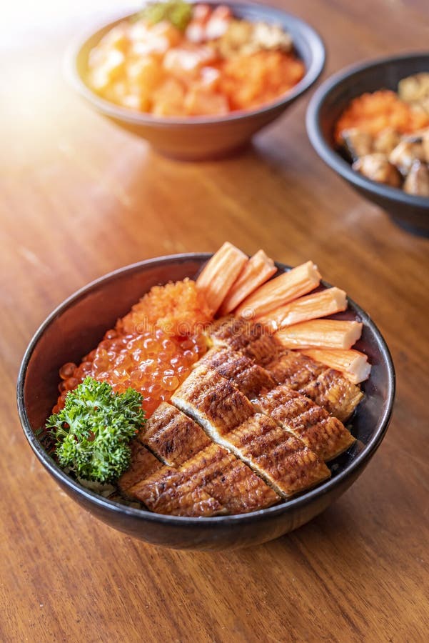 Japanese Grilled Eel Served Over Rice Stock Image - Image of grill ...