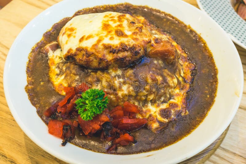 Japanese Hamburger Curry Rice Stock Image - Image of food, japanese ...