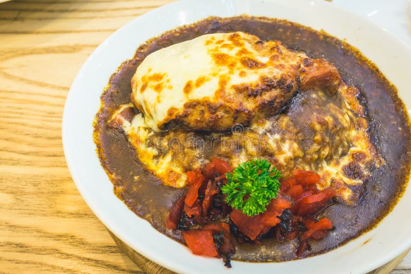 Japanese Hamburger Curry Rice Stock Image - Image of pork, rice: 72427657