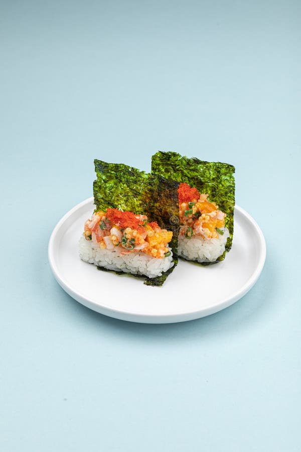 Japanese Hand Rolls with Shrimp and Caviar Stock Image - Image of nori ...