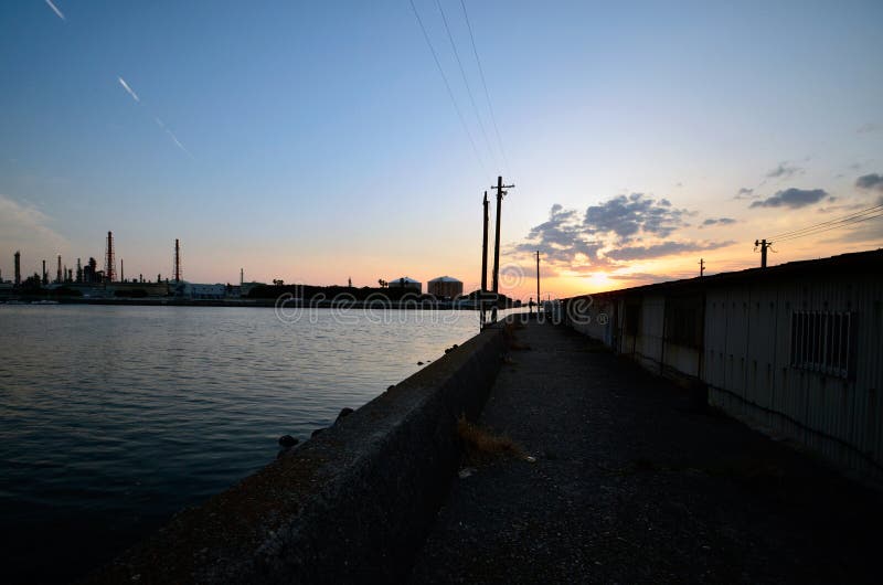 Japanese harbor . stock image. Image of travel, pipeline - 100868897