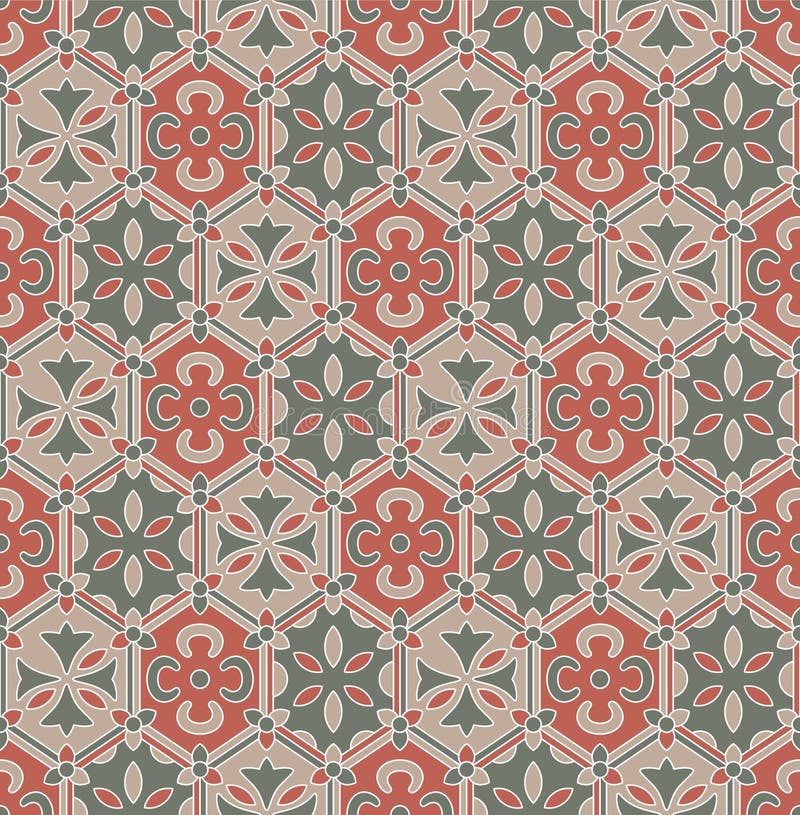 Japanese Hexagon Flower Mosaic Vector Seamless Pattern Stock ...