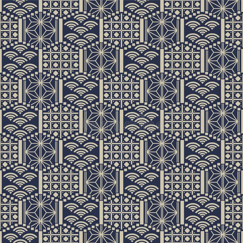 Japanese Hexagon Wave Star Motif Vector Seamless Pattern Stock Vector ...