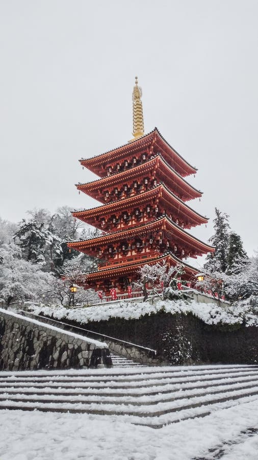 Japanese Historical Temple at Winter Stock Photo - Image of aesthethic ...