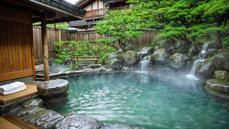 Japanese Hot Spring Resort. Ai Generated Stock Footage - Video of ...