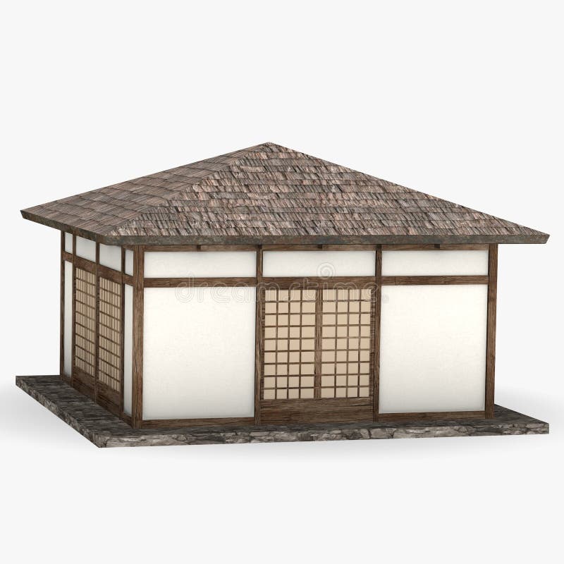 Japanese House - Front Wiew Stock Illustration - Illustration of roof ...