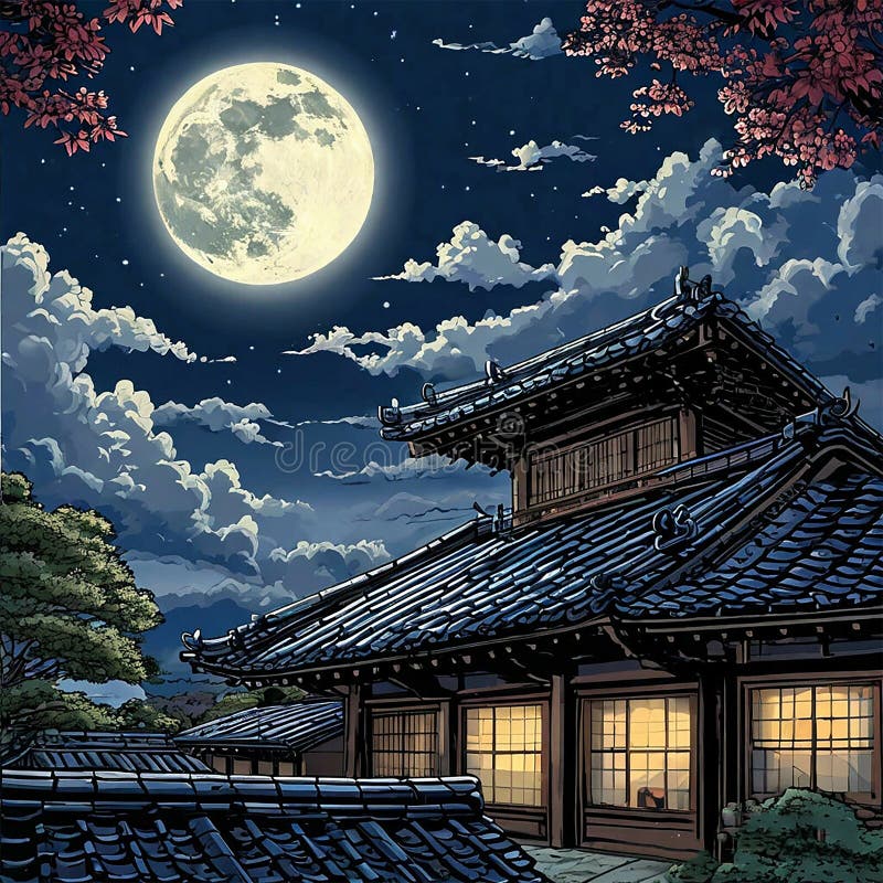 Japanese house engraving stock illustration. Illustration of building ...