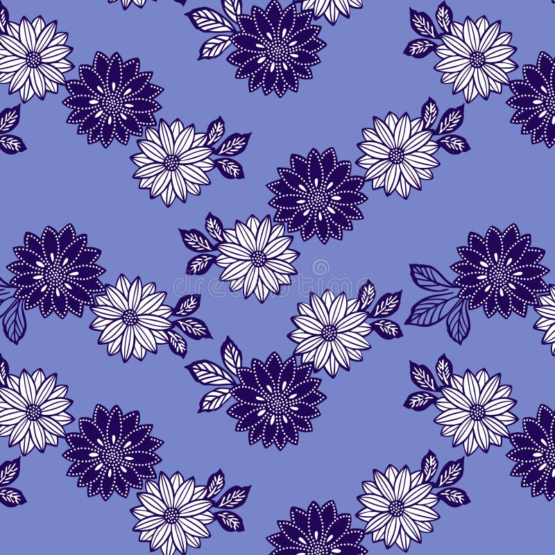 Japanese Indigo Flower Pattern Stock Vector - Illustration of flower ...