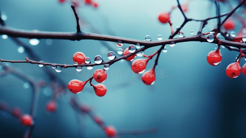 Japanese-inspired Imagery: Raindrops on Tree Branches Wallpaper Stock ...