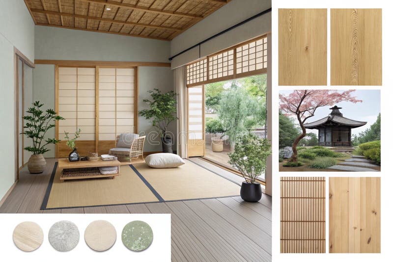 Japanese-Inspired Interior Design Mood Board with Zen Elements and ...