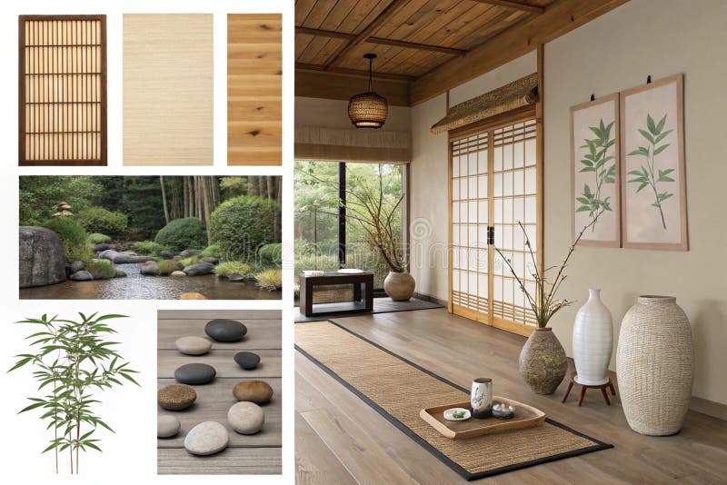 Japanese-Inspired Interior Design Mood Board with Zen Elements and ...