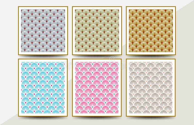 Japanese-Inspired Scallop Pattern Pack Stock Vector - Illustration of ...