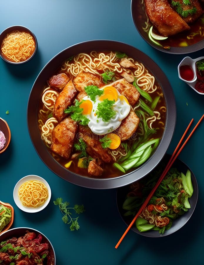 Japanese Instant Noodles in a Plate , AI Generated Stock Illustration ...