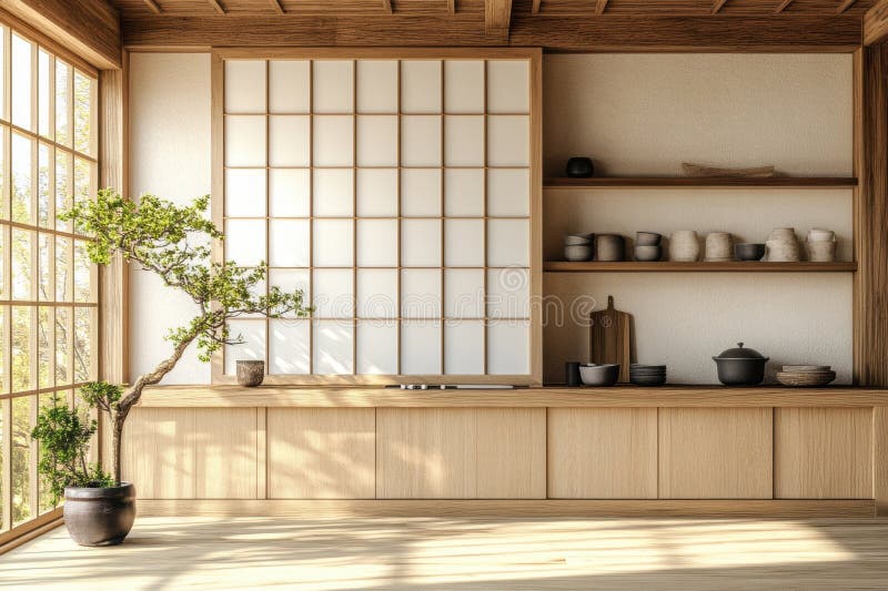 Japanese Interior Design, a Japanese Kitchen Featuring Shoji Sliding ...