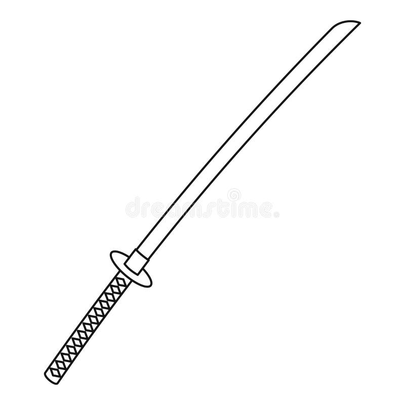 Japanese Katana Icon, Outline Style Stock Vector - Illustration of edge ...