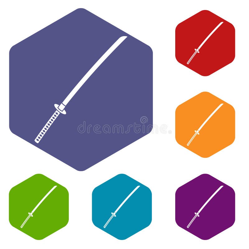 Japanese Katana Icon, Flat Style Stock Vector - Illustration of shadow ...