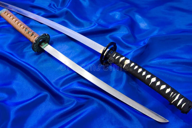 Katana on silk stock image. Image of bushido, side, long - 53300765